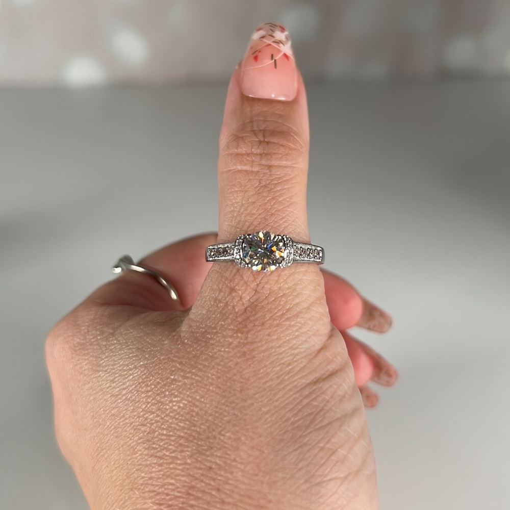 Diamonique Center Stone Engagement Ring Size 10 - Gem